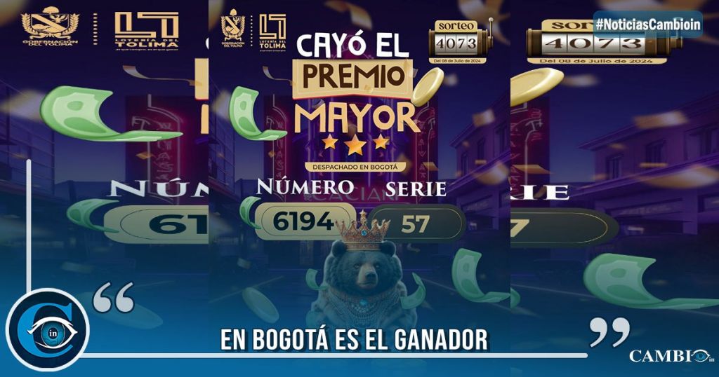 Cayò el Mayor de la Lotería del Tolima | CambioIn